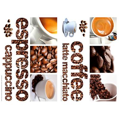 Sticker mural autocollant en vinyle "COFFEE ESPRESSO LATTE"|Decoratis.fr